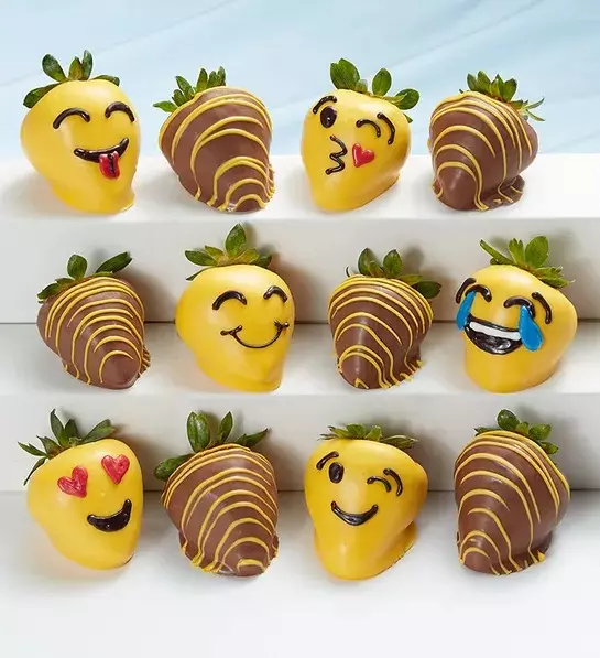 emotikon čokoládové jahody, dárky na Valentýna pro děti