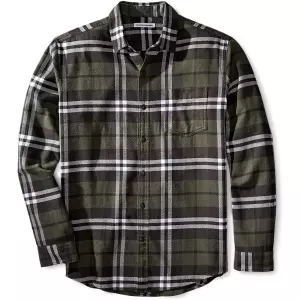 Amazon Essentials Flannel Shirt i Olive Plaid
