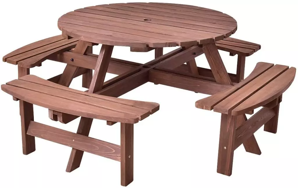 giantex picknickbord i trä runt
