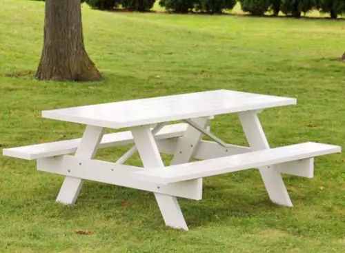 โต๊ะปิกนิกลานไวนิล Dura-Trel สีขาว