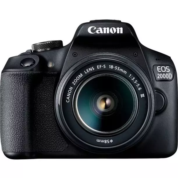 Canon EOS 2000D Rebel T7 DSLR-Kamera mit 18–55 mm DC III-Objektiv