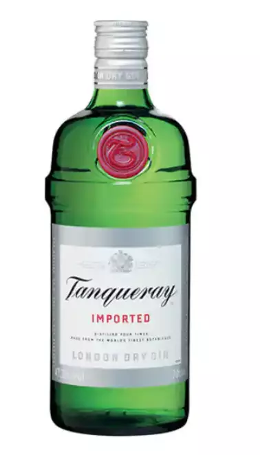 Botella verde de ginebra Tanqueray