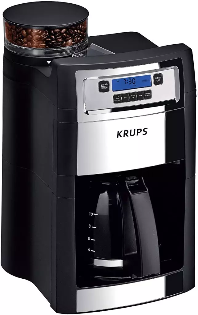 kafe-makina birringailuarekin krups grind and brew autoarekin