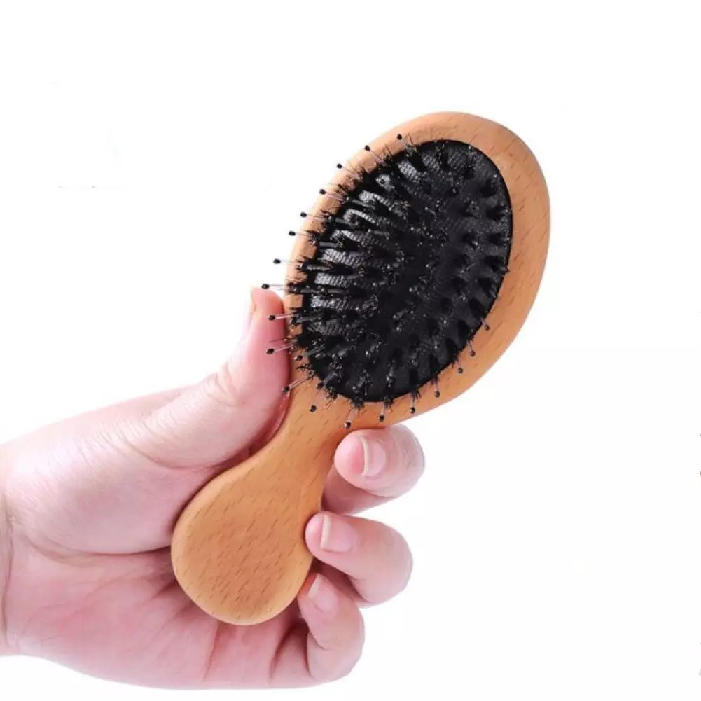 aguder brosse à poils de sanglier et épingle en nylon mini brosse à cheveux en bois de hêtre