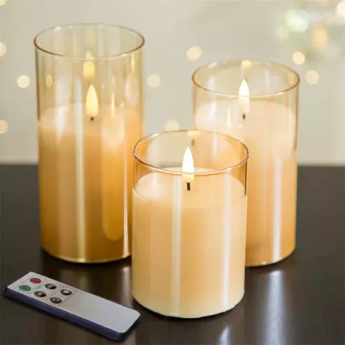 Eywamage Glass Flickering Flameless Candles, lilin tanpa api