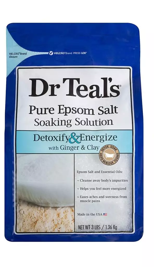 Roztok Dr. Teal's Epsom Salt na namáčení koupele se zázvorem a jílem, nejlepší koupelové soli