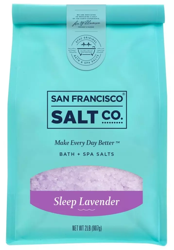 San Francisco Salt Company-ren Sleep Lavender Bath Salts, bainu-gatz onenak