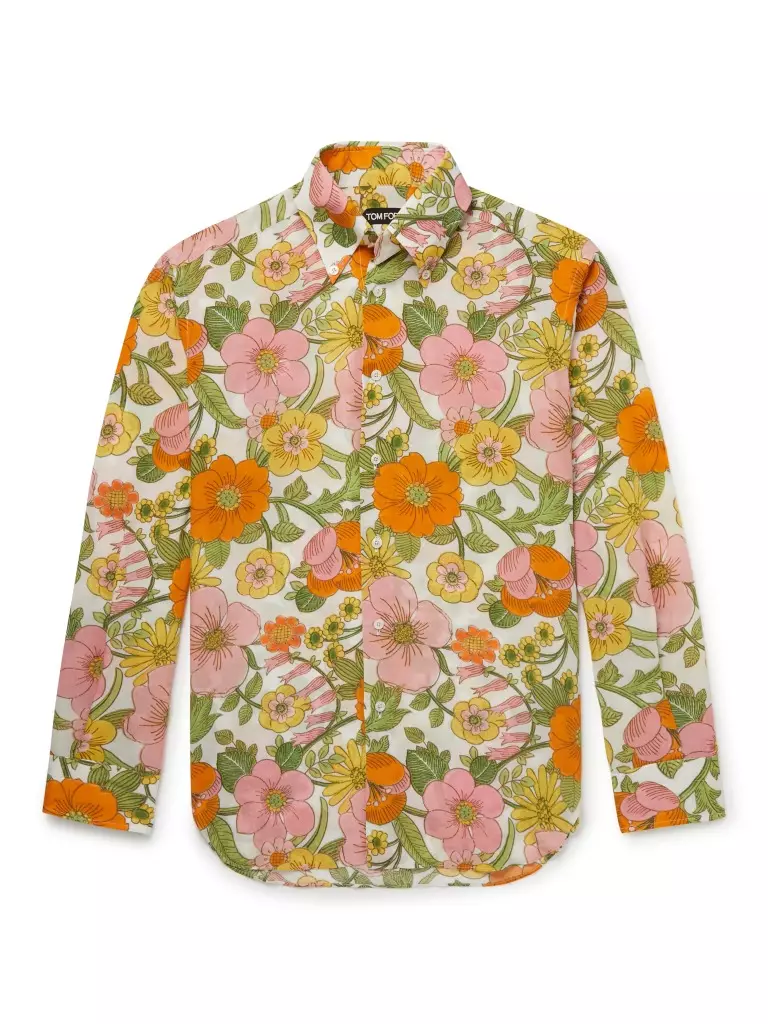 tom-ford-mr-porter-collab-button-down-collar-printed-lyocell 衬衫
