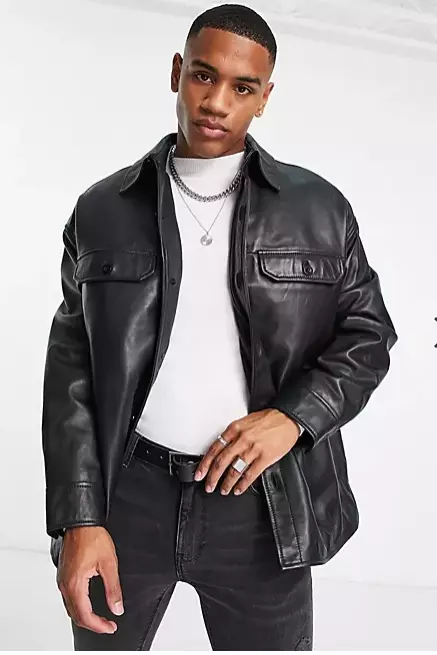 Pinakamahusay na Mens Leather Jackets Topman Leather Shacket
