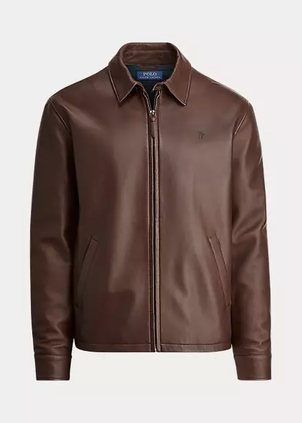 ralph lauren brown leather jacket