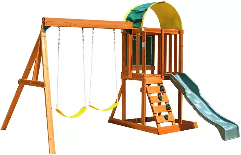 KidKraft Andorra Cedar Wood Swing Set, ឈុតក្រៅល្អបំផុត