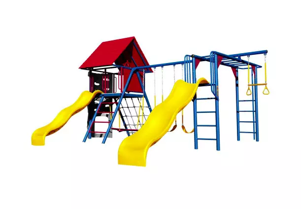 Agba Slide Ugboro abụọ Deluxe Primary Swing Set site na ndụ