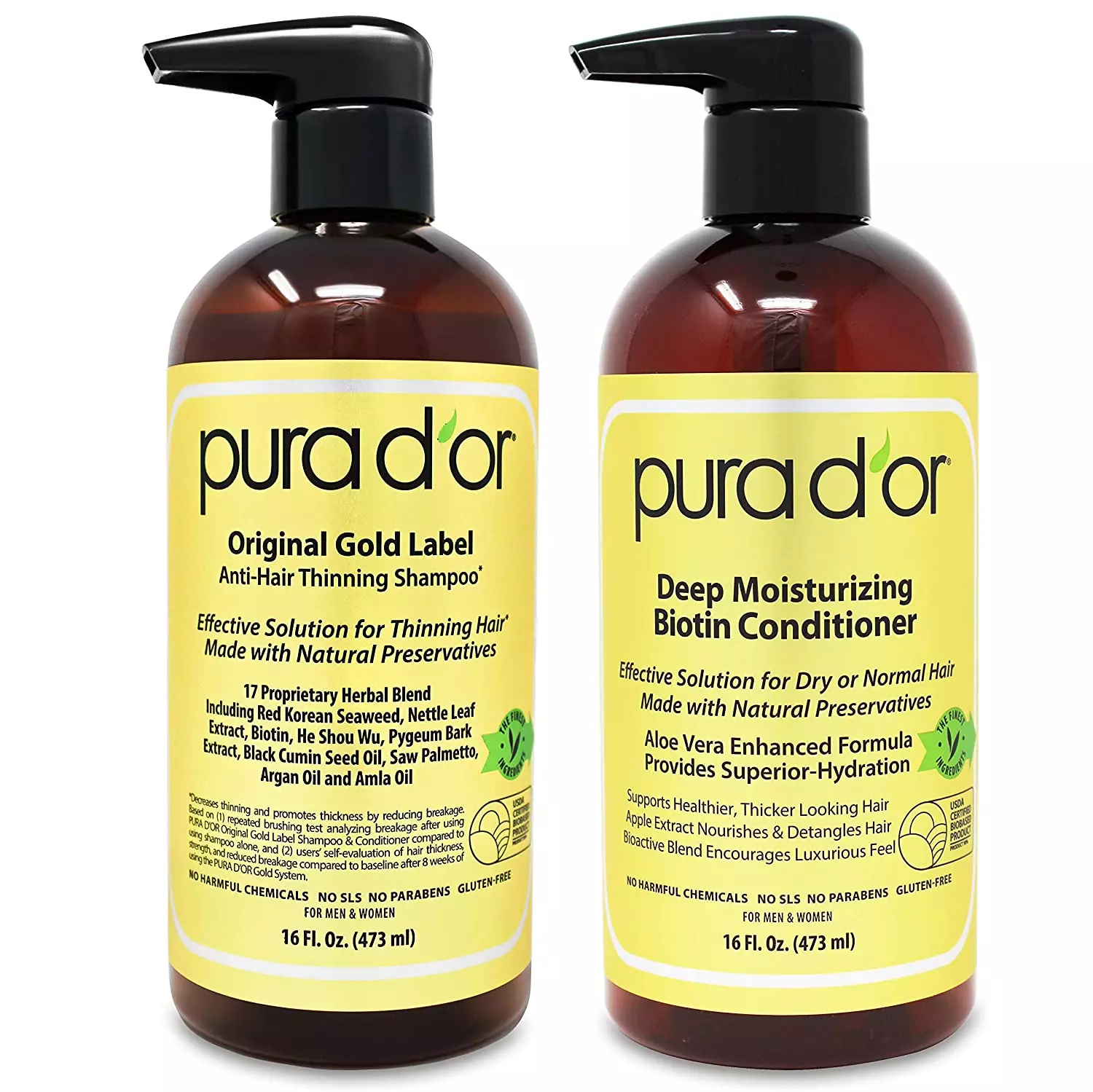Pura d'Or šampon proti řídnutí vlasů a hloubkově hydratační biotinový kondicionér
