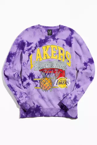 Ultra Game Vintage Lakers Tie Dye Sweatshirt med rund hals