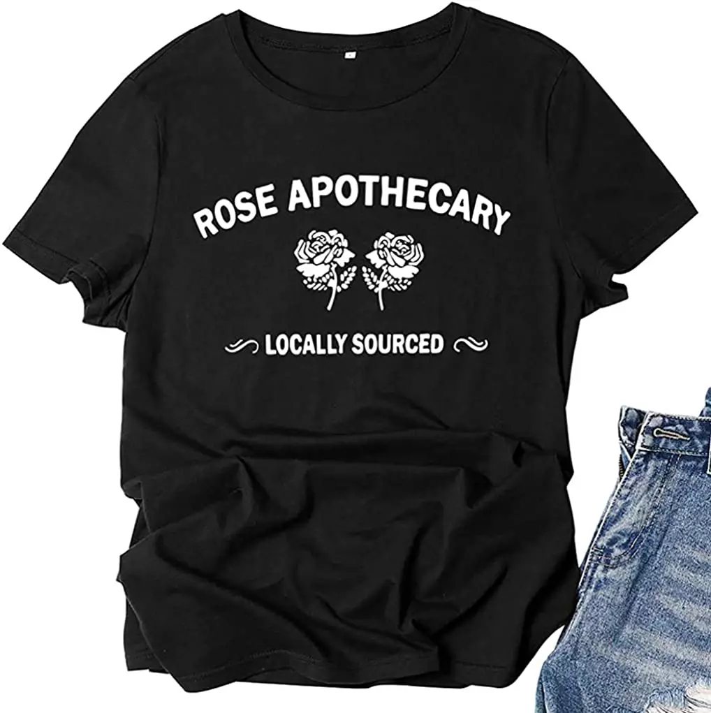 KAPUCTW-Damen-Rose-Apotheker-T-Shirt