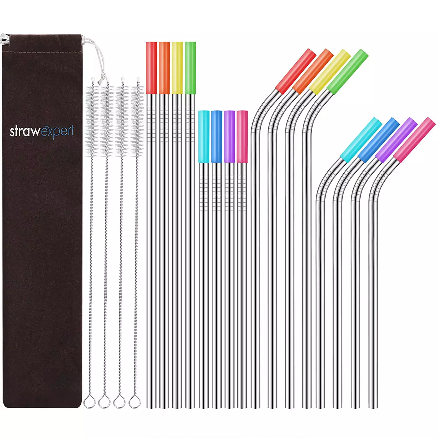 StrawExpert पुन्हा वापरता येण्याजोगे स्टेनलेस स्टील स्ट्रॉ, किशोरांसाठी सर्वोत्तम भेटवस्तू