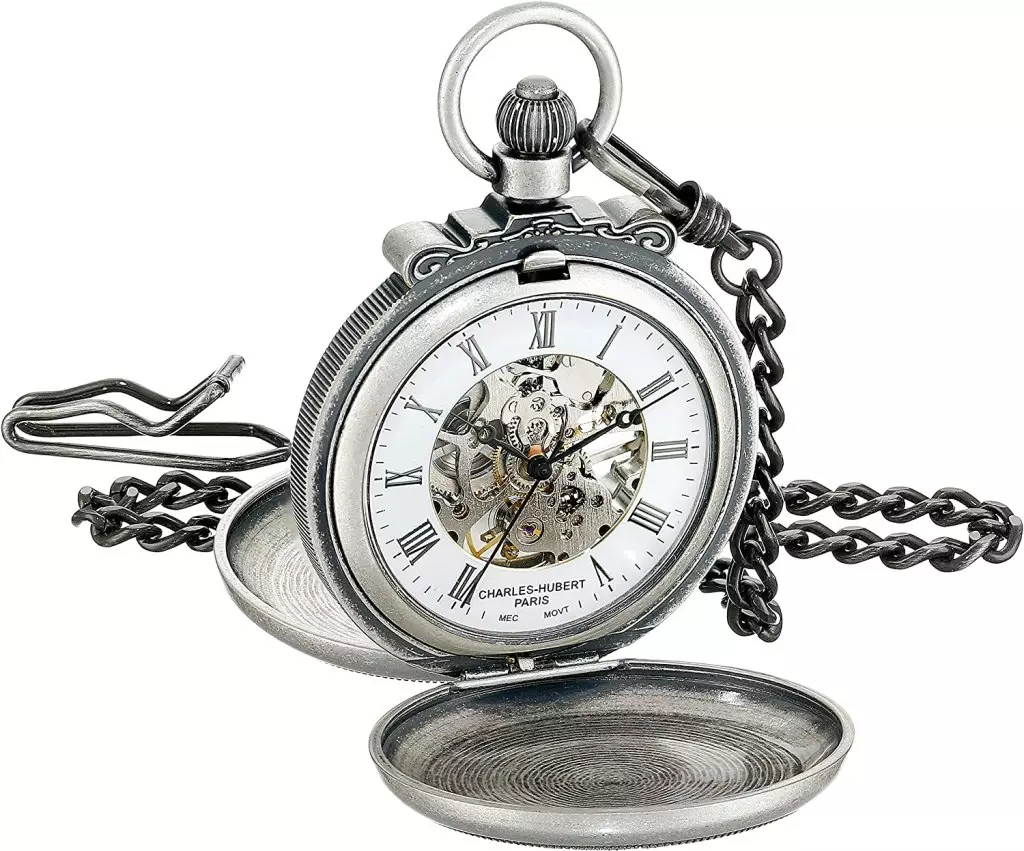 Orë xhepi -Charles--Hubert-Paris-Classic-Collection-Antiqued-Finish-Double-Hunter-Pocket-Watch