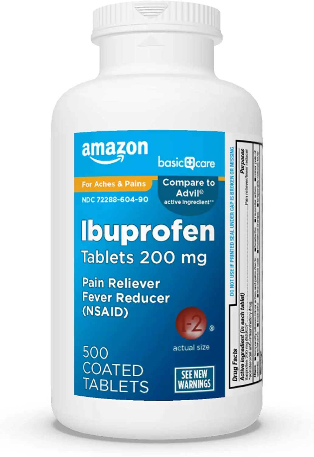 Flacone di ibuprofene Amazon Basic, 200 mg, 500 pezzi