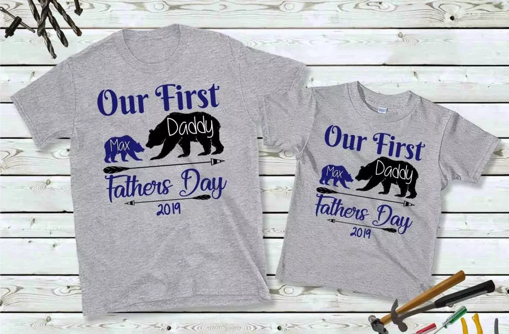 Eerste vaderdag shirts, bijpassende vader en zoon shirts