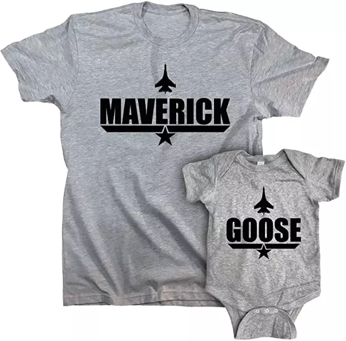 Maverick እና Goose Set ተዛማጅ ሸሚዝ እና አንድሲ