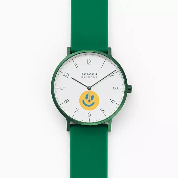 најдобри skagen часовници - Skagen x Neighborhood Goods Aaren Трирачен зелен силиконски часовник