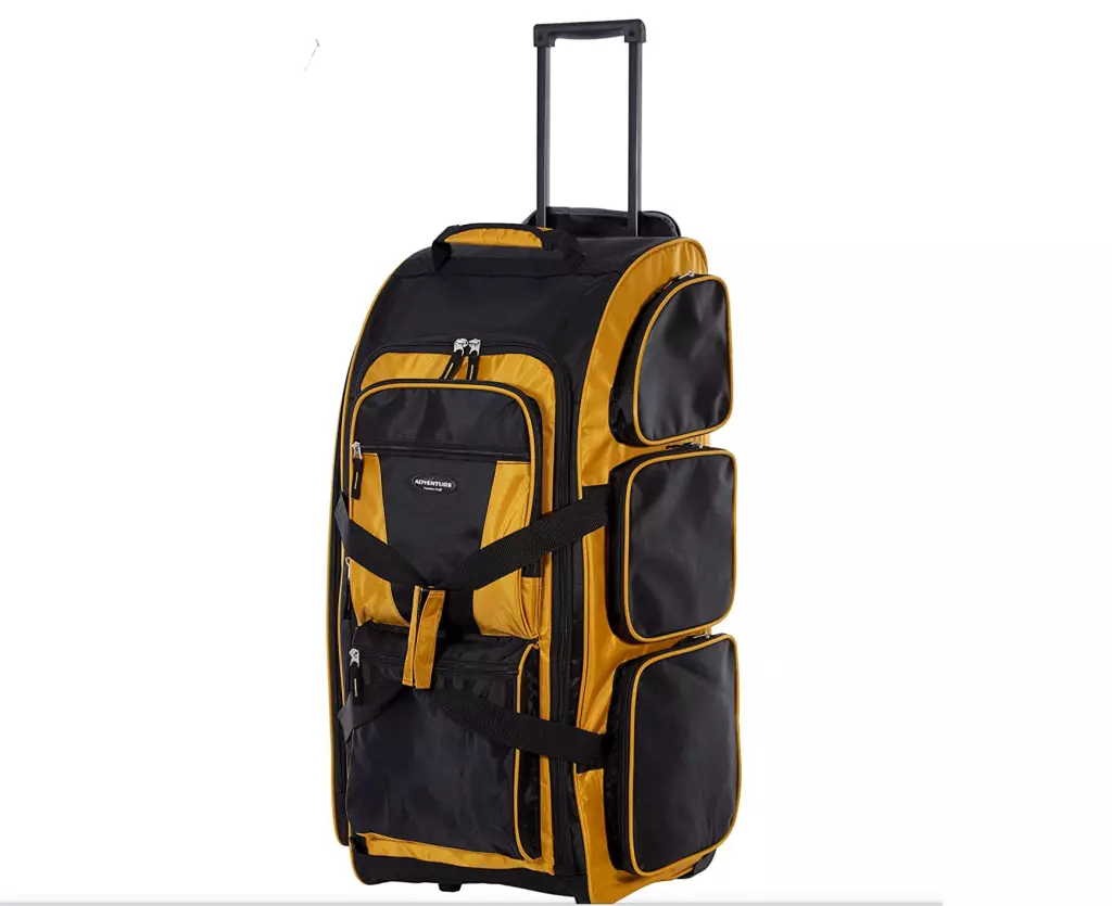 กระเป๋าดัฟเฟิลม้วนสีดำและเหลือง