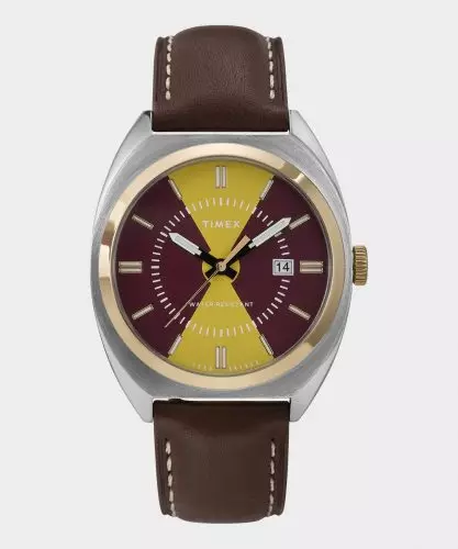 Timex x Todd Snyder goud/bordeaux colorblock Milano horloge