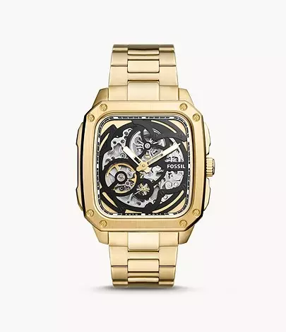 Fossil-Inscription-Automatic-Gold-Tone-Watch