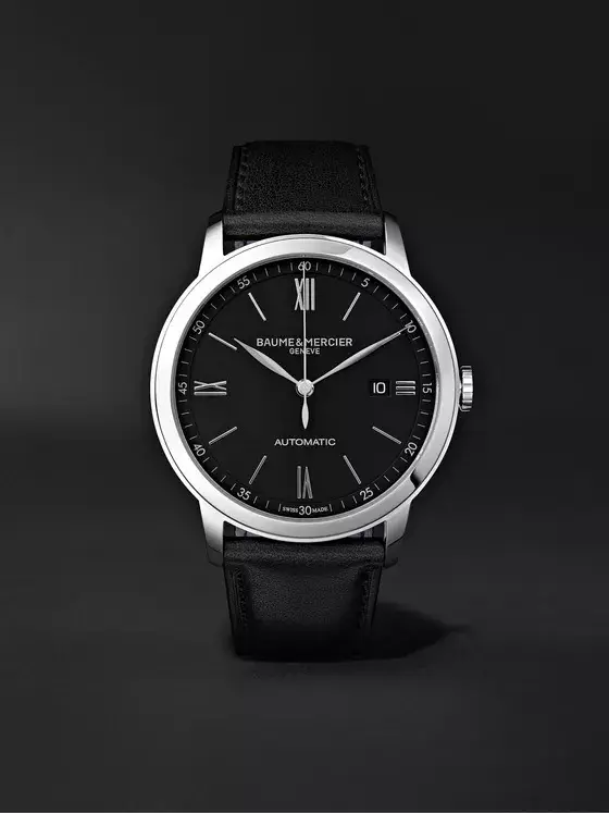 Baume-et-Mercier-Classima-Automatic-42mm-Stainless-Steel-and-Leather-Watch