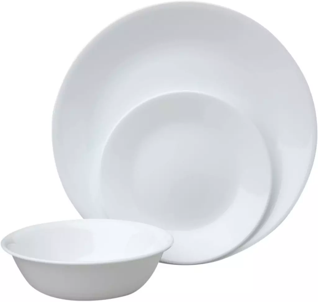 corelle თეთრი სადილის კომპლექტი თეთრი