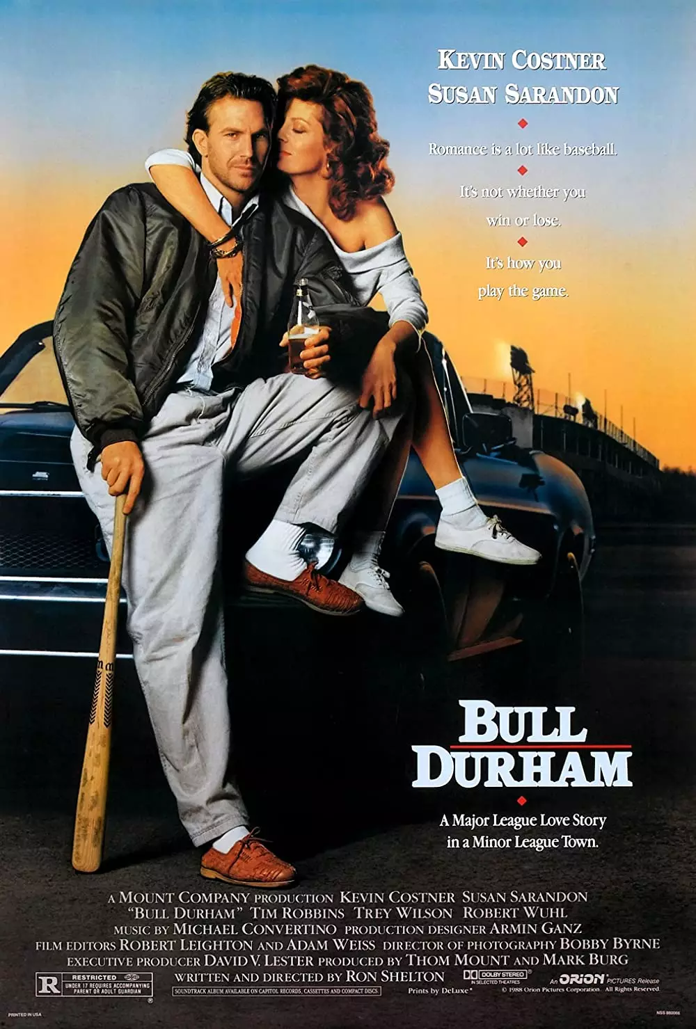 Posterê fîlmê Bull Durham; baştirîn fîlmên baseball