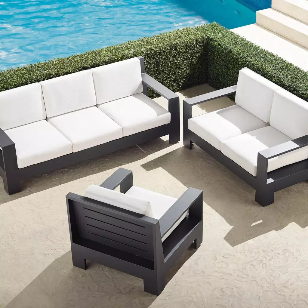 Kitts 3-stk. Sofa Set aus Matt Schwaarz Aluminium