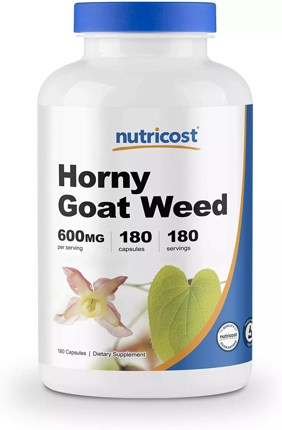 Şûşeya Nutricost Horny Goat Weed Extract, 180 kapsul, 600 mg serê kapsulê