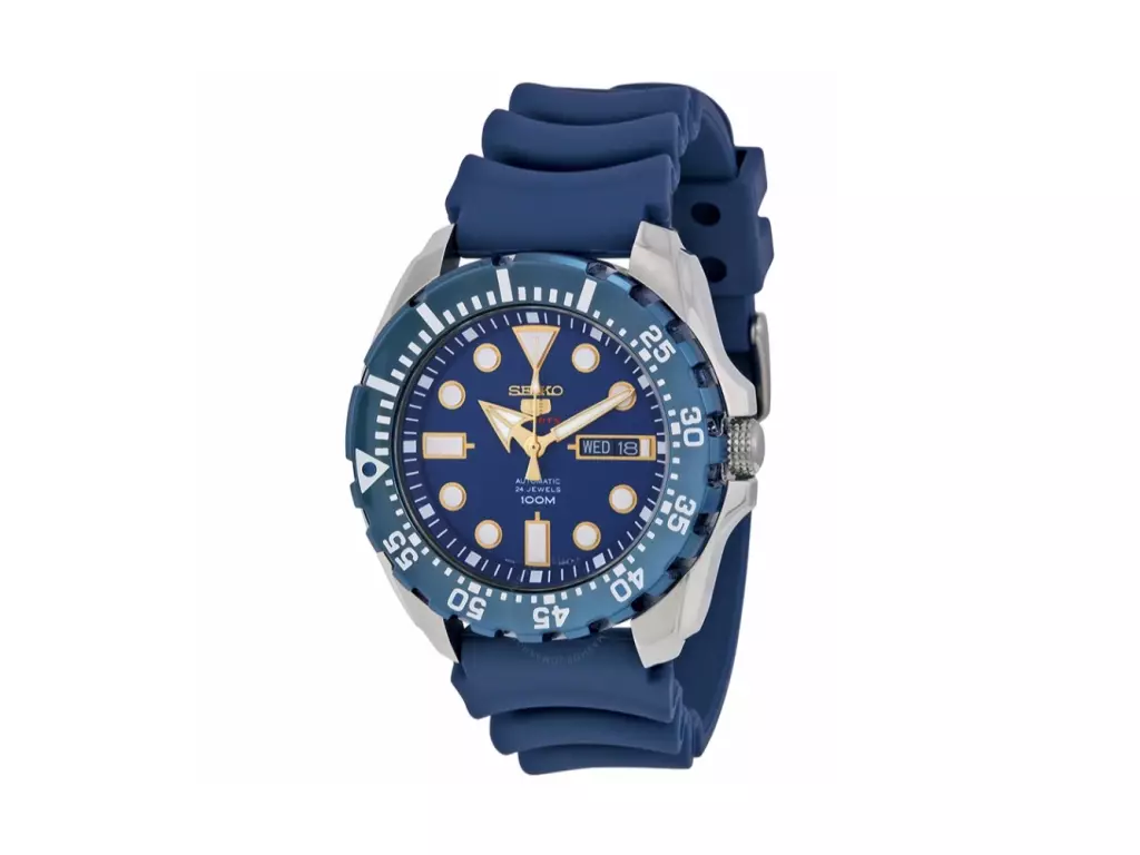 Orologio automatico in gomma blu con quadrante blu Seiko Diver