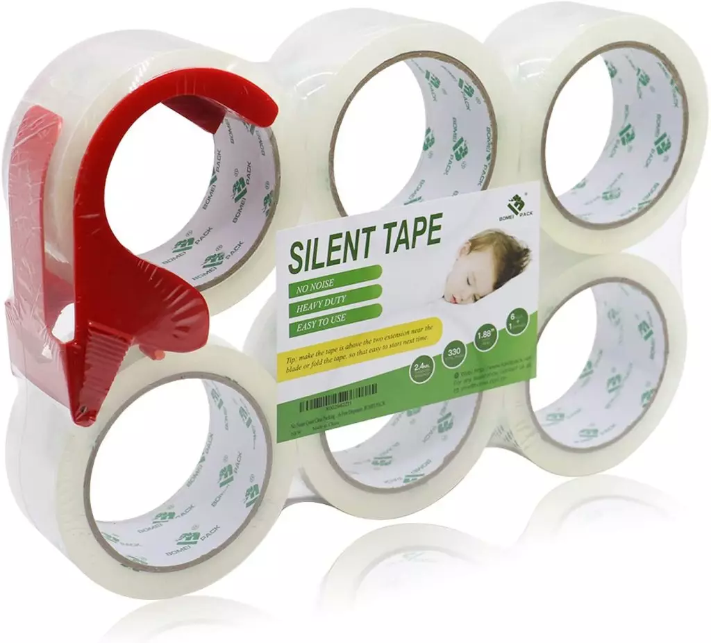 No Noise Quiet Clear Packing Tape