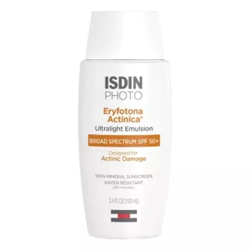 ISDIN Eryfotona Actinica минерален слънцезащитен крем SPF 50+, най-добрият слънцезащитен крем за предразположена към акне кожа