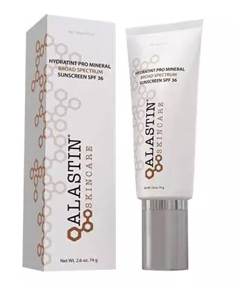 Alastin's Hydratint SPF36 Pro минерален широкоспектърен слънцезащитен крем, най-добър слънцезащитен крем за склонна към акне кожа