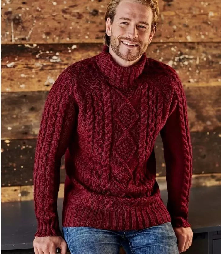 camisola de pescador de amantes de lã vermelha