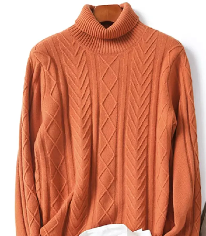 sweater turtleneck oranye