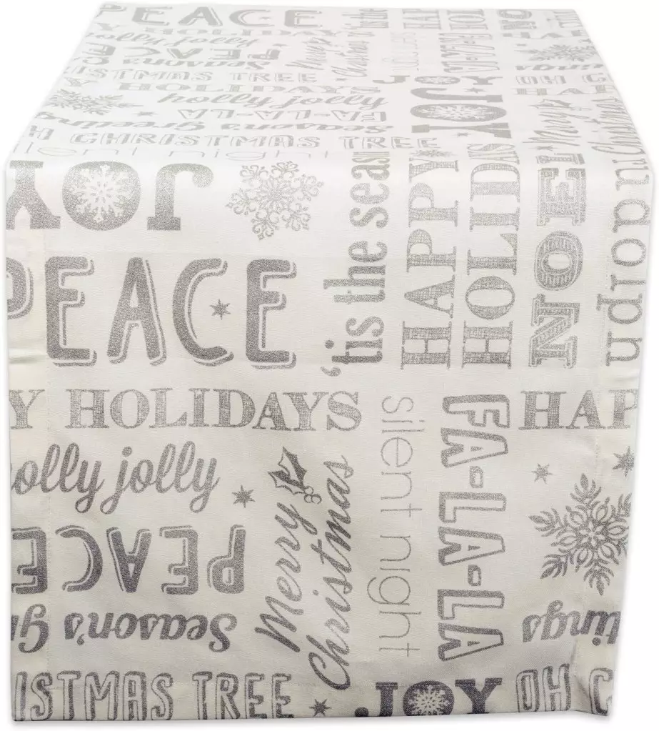 Sliver Christmas Collage Table Runner by DII