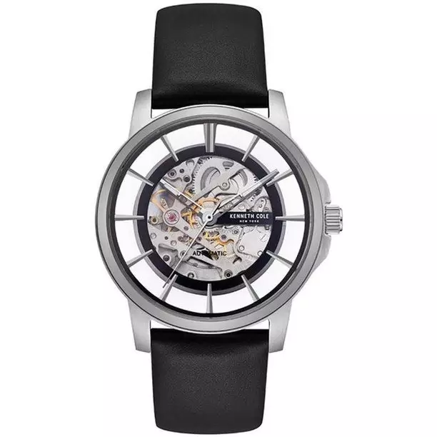 Часы-скелетоны Kenneth Cole в черно-серебряном цвете