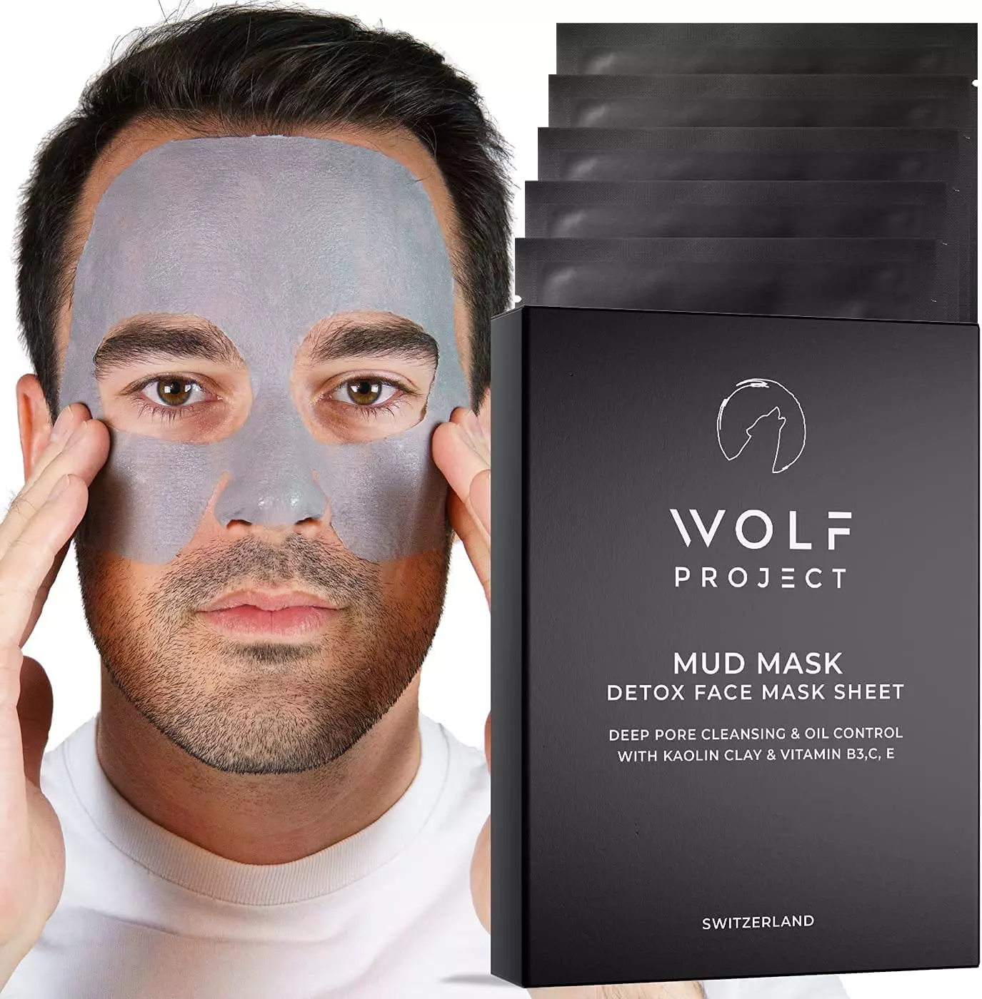 Wolf Project Mud Mask Detox Face Mask Sheet; mafi kyau blackhead masks