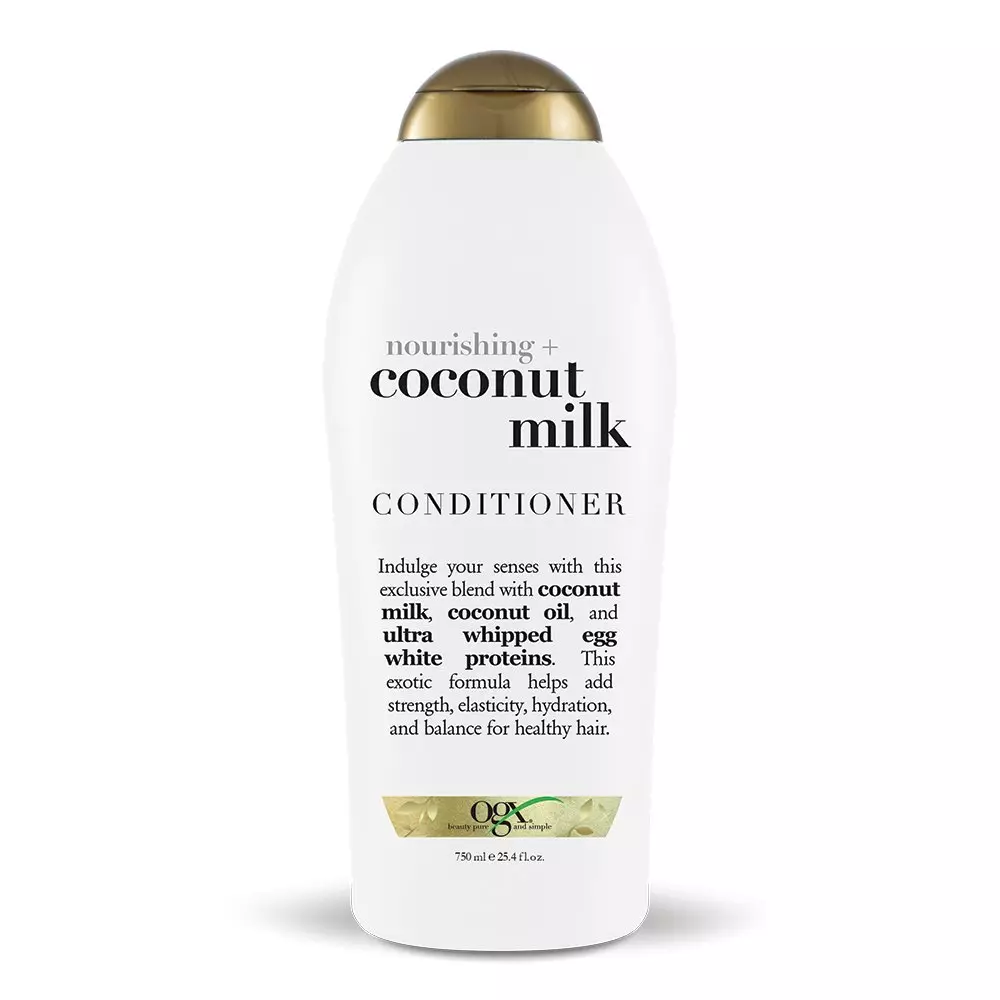 نرم کننده OGX Nourishing + شیر نارگیل; چگونه موهای خود را سریعتر رشد کنید