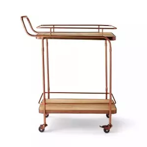 Levi's® x Target Metal & Wood Bar Cart Finish me bakër të vjetëruar