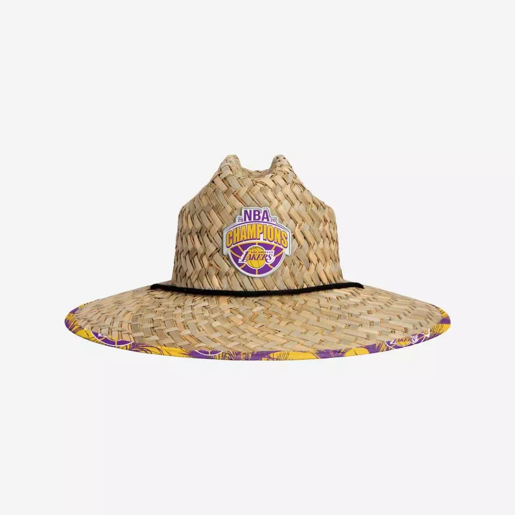 Los Andželo Lakers 2020 NBA čempionų gėlių šiaudinė skrybėlė