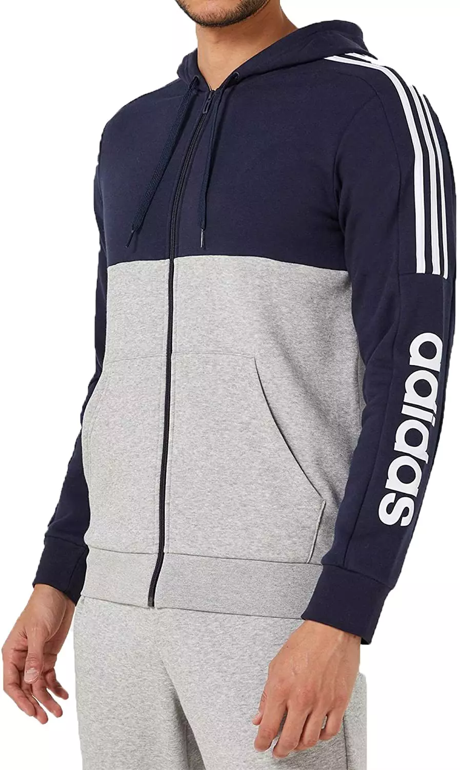 Adidas Men's Essentials 3-Streifen Fleece Hoodie a marineblo a gro mat Wuertmark op Waffen, bescht Hoodien op Amazon