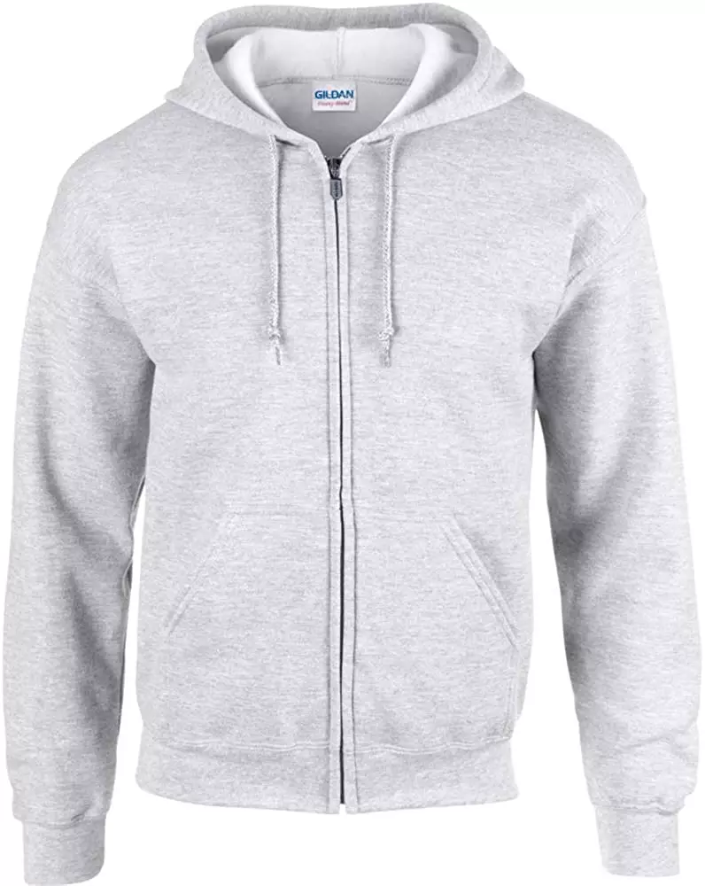 Gildan Awọn ọkunrin Fleece Full-Zip Hooded Sweatshirt ni ina grẹy