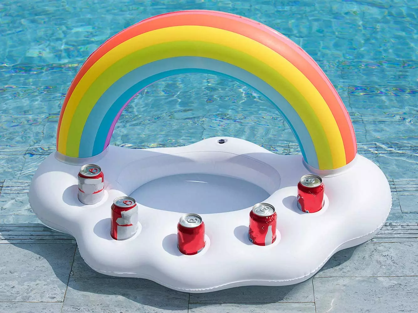 Suporte para refrigerante flutuante inflável em nuvem arco-íris Jasonwell