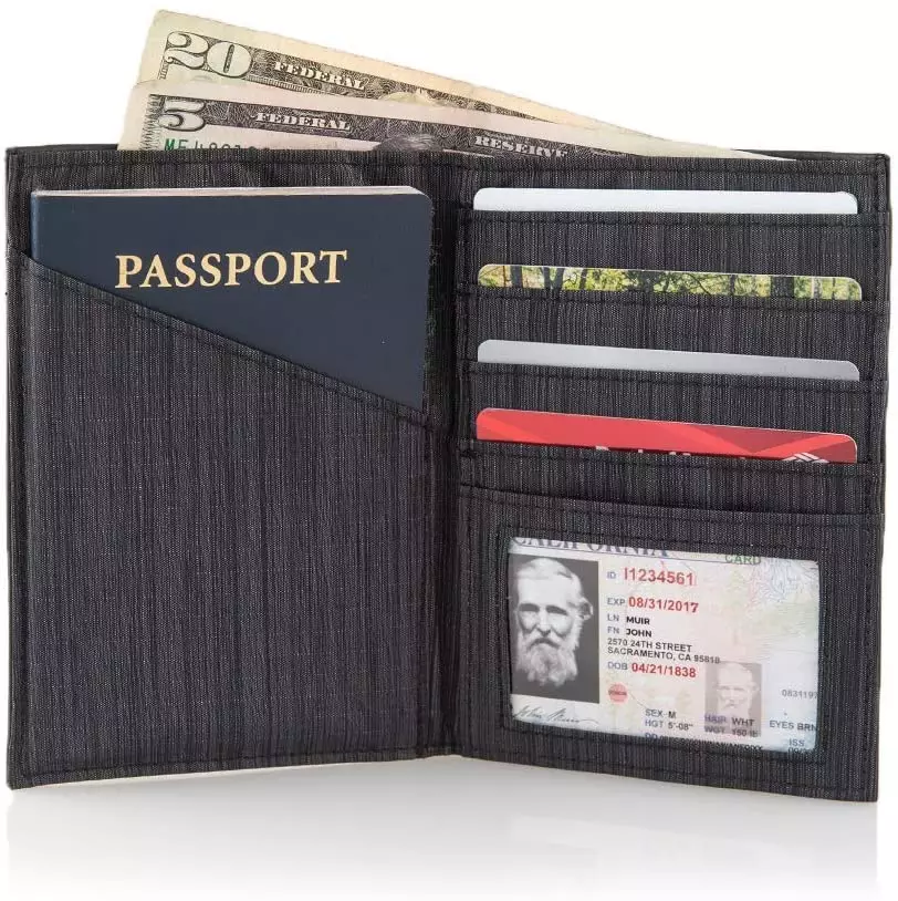 Carteira de pasaporte de viaxe RFID de coiro Allett, carteiras de viaxe