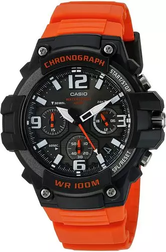 casio oramge sport vlekvrye staal chronograaf